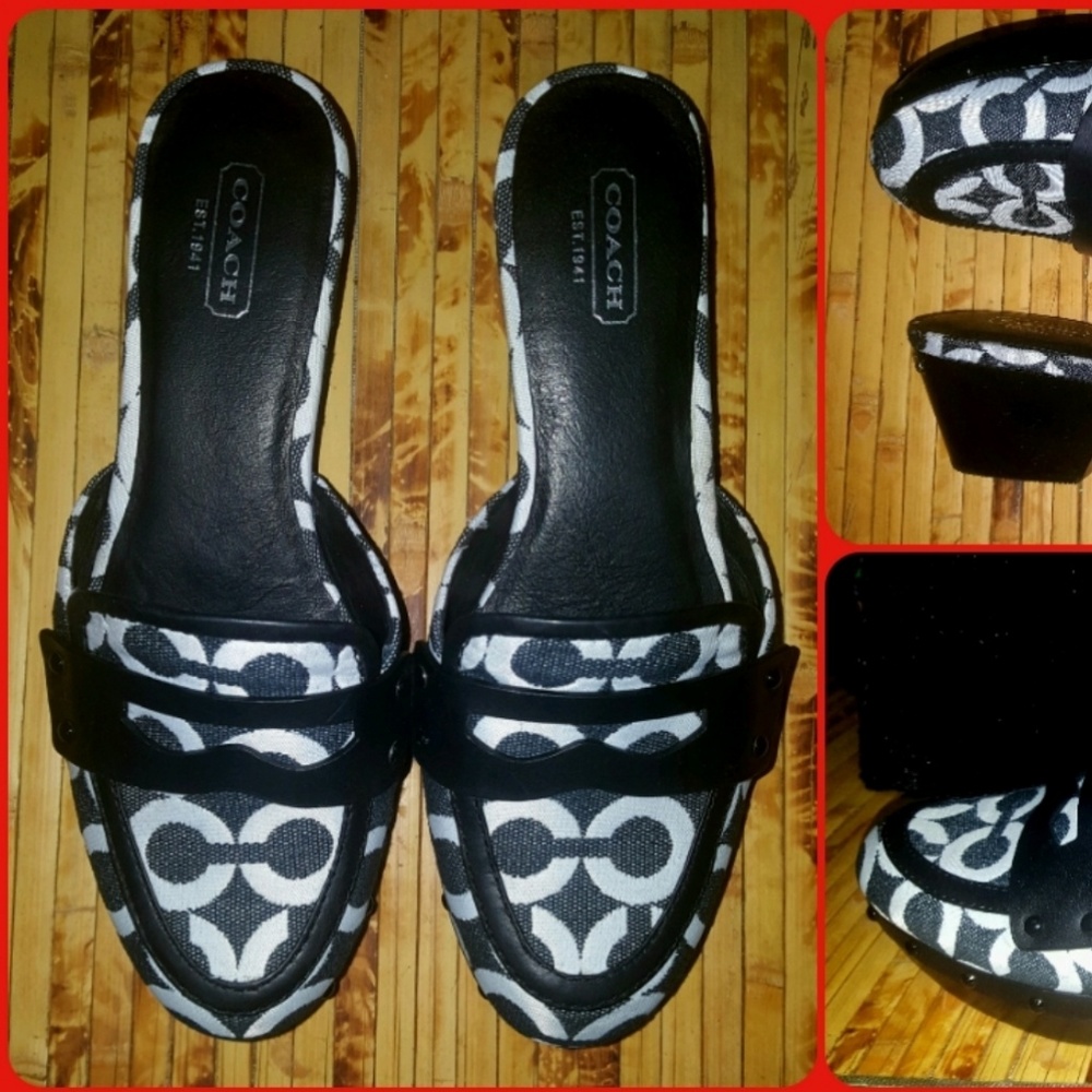 Coach Monogram Logo Studded Black Clog Shoes - Gem